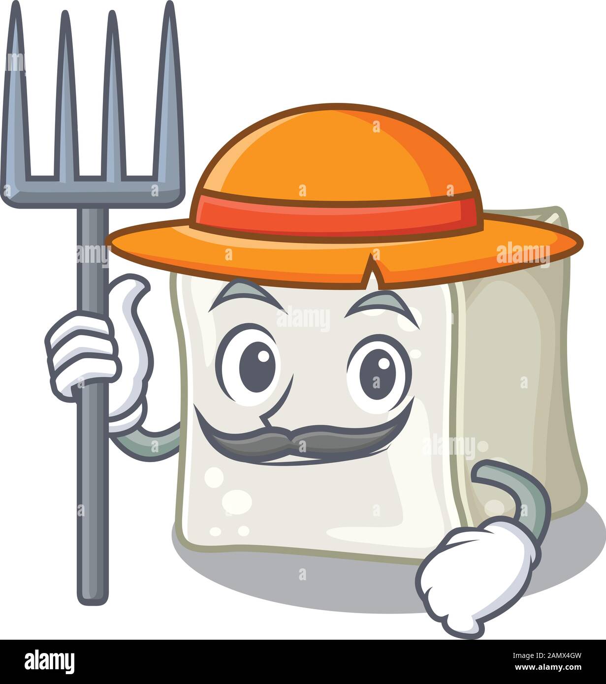 Cheerfully Farmer sugar cube cartoon picture with hat and tools Stock ...