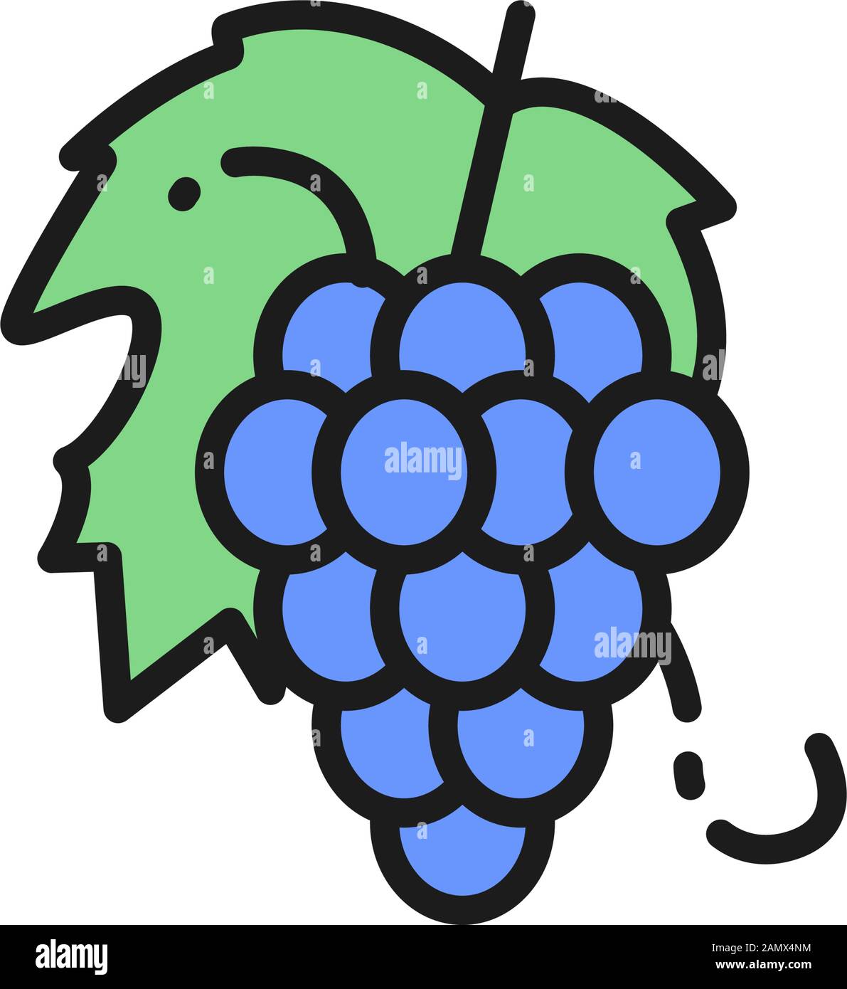 Vector bunch of grapes, fruit flat color line icon Stock Vector Image ...