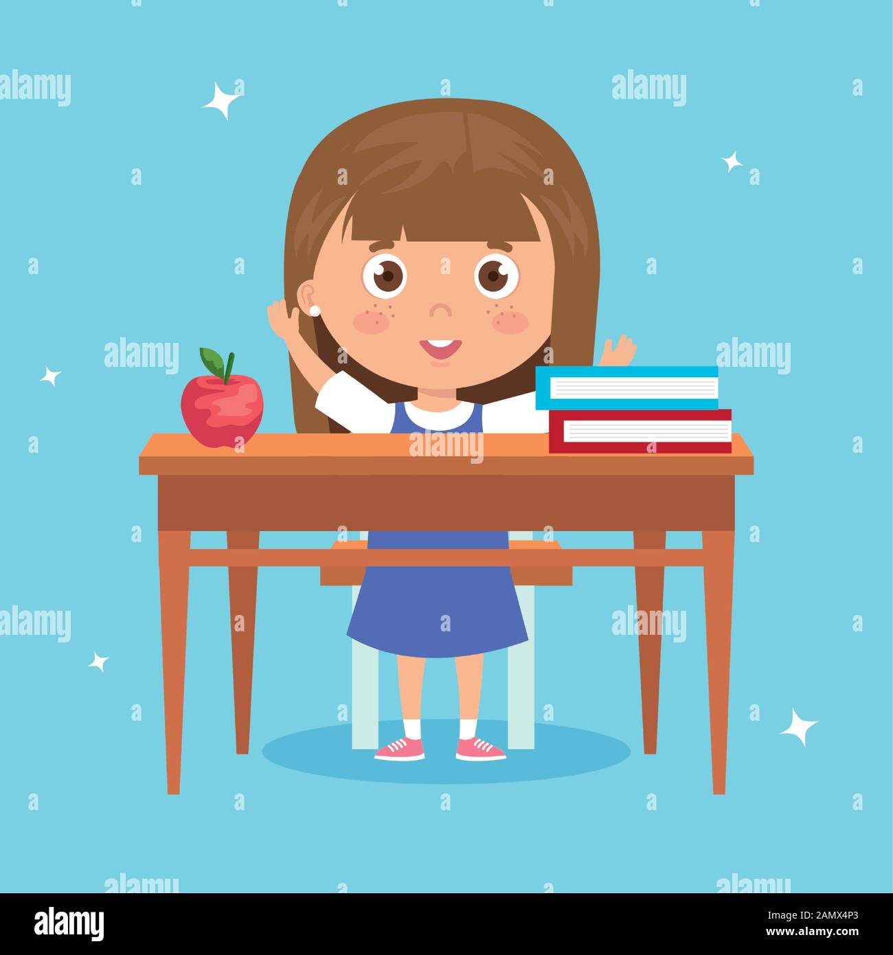 Good Student Sitting At Desk Clipart