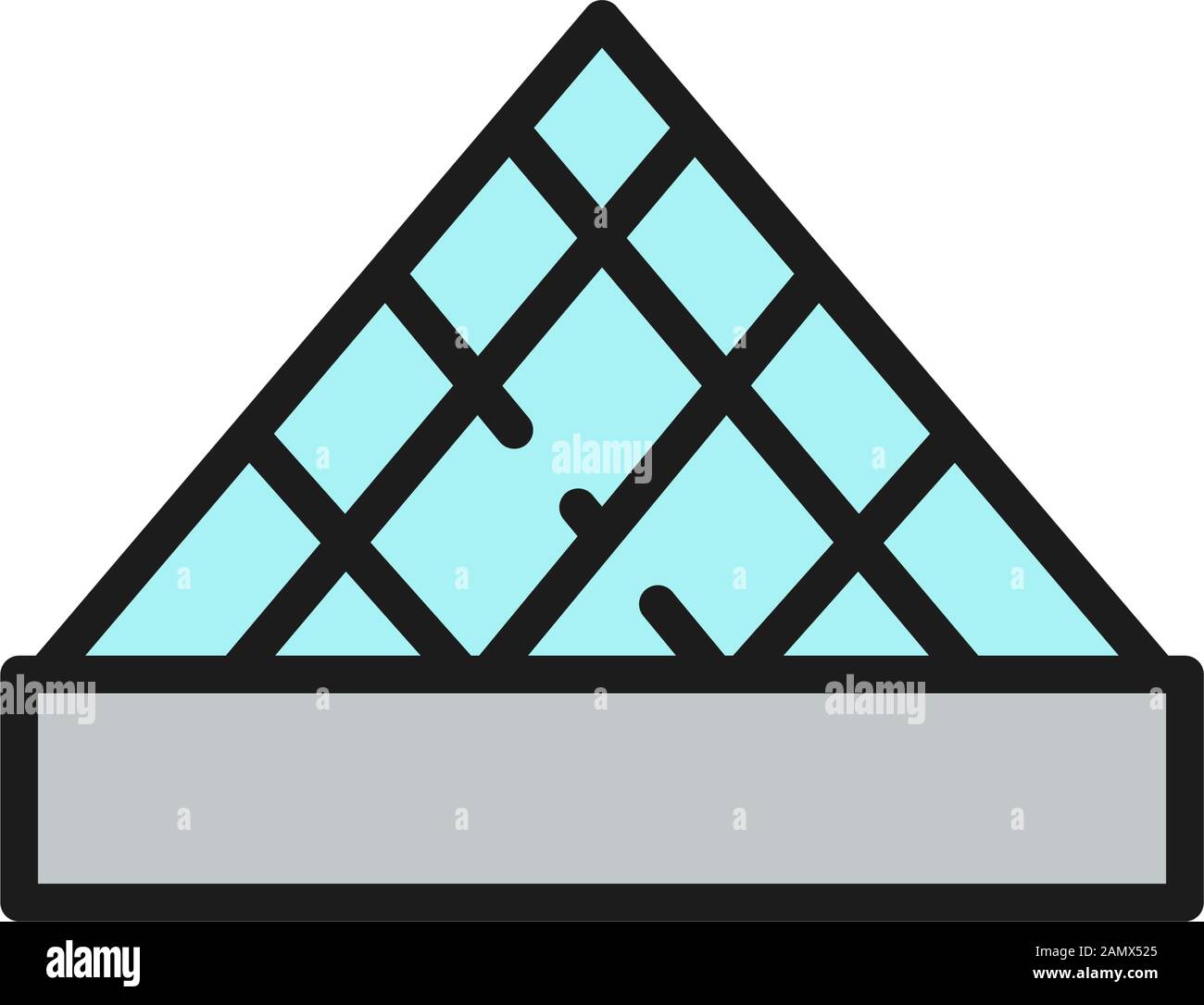 Louvre Museum, landmark of Paris, France flat color line icon Stock ...