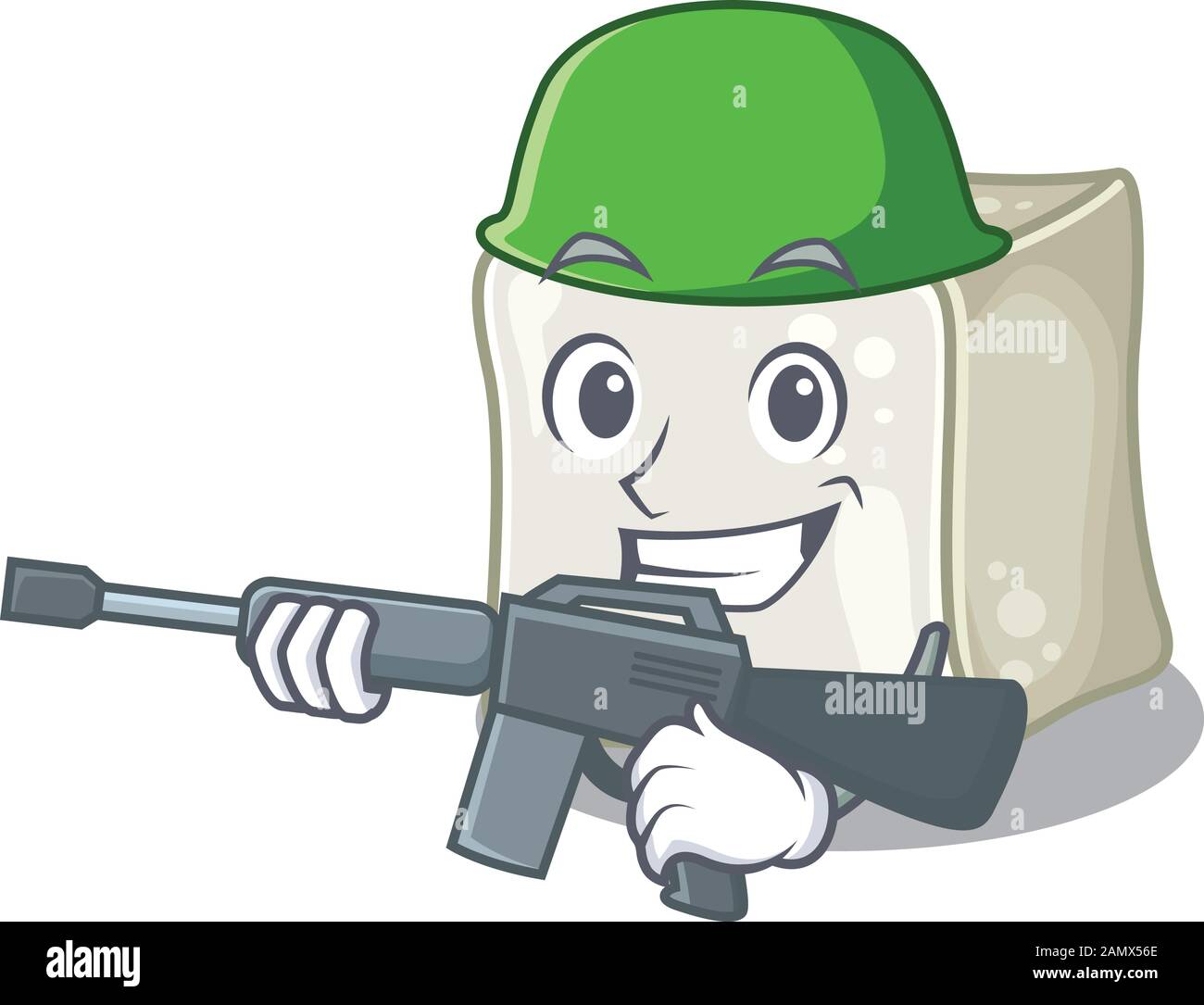 A cartoon design of sugar cube Army with machine gun Stock Vector Image ...