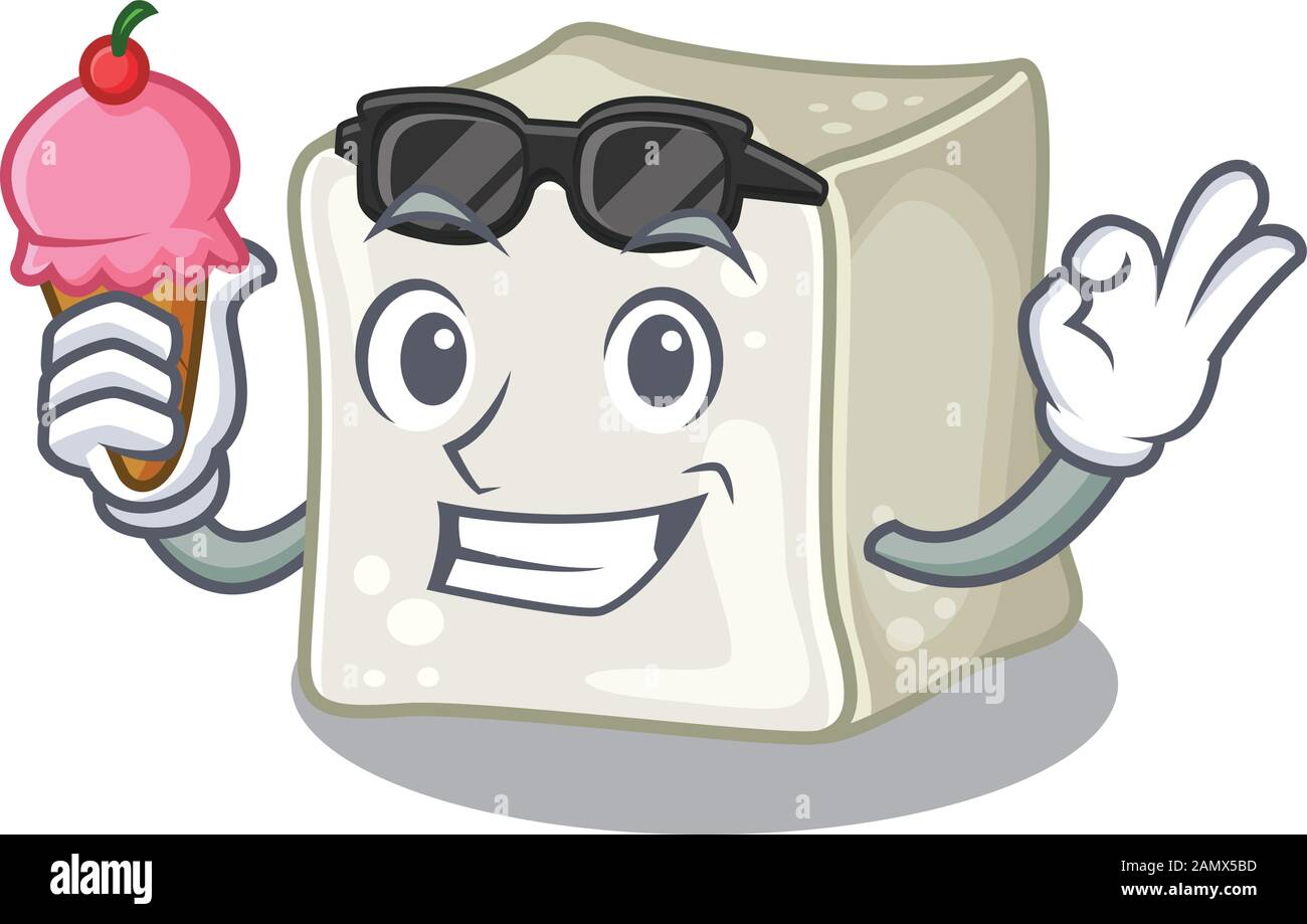 Sugar cube mascot cartoon design with ice cream Stock Vector Image ...