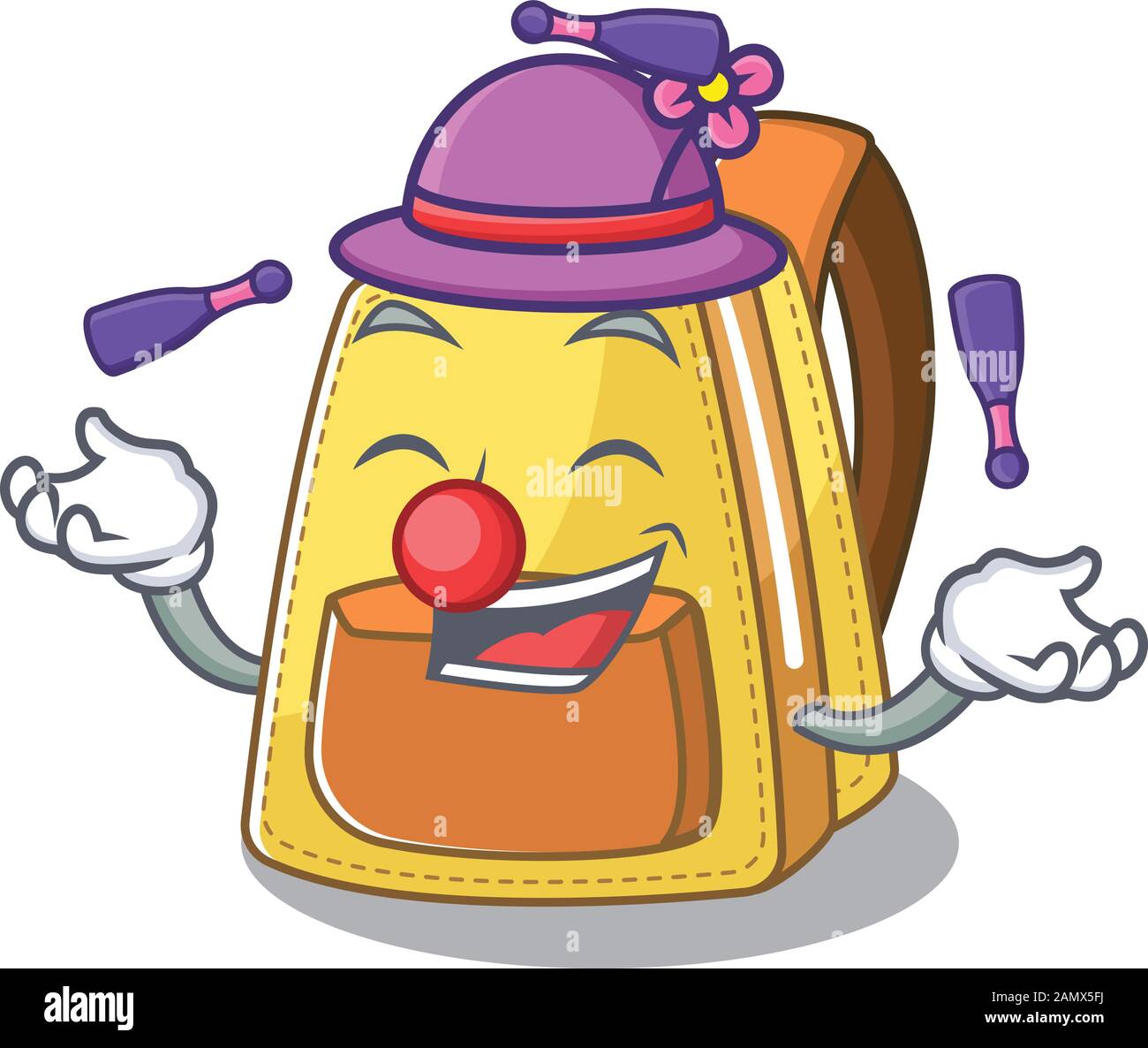 Smart kids school backpack cartoon character design playing Juggling ...