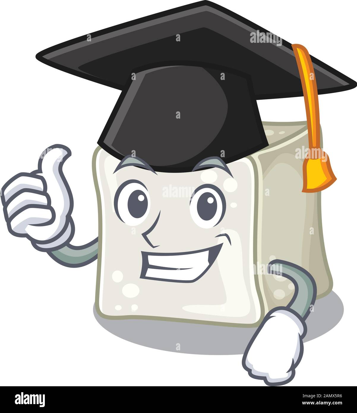 happy and proud of sugar cube wearing a black Graduation hat Stock ...