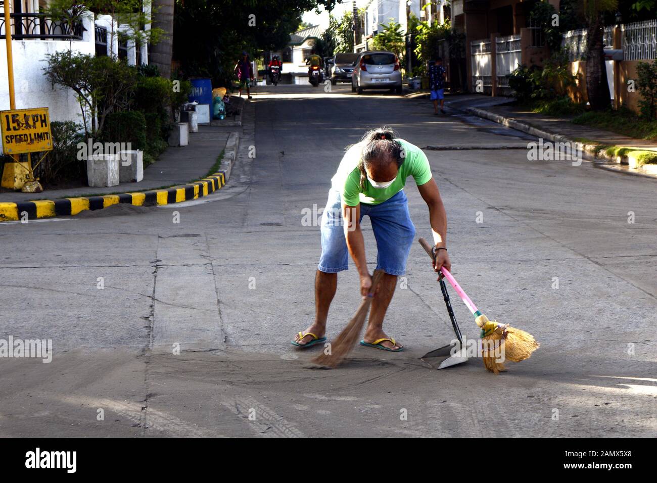 Antipolo City, Philippines - January 13, 2020: Residents clean the ...