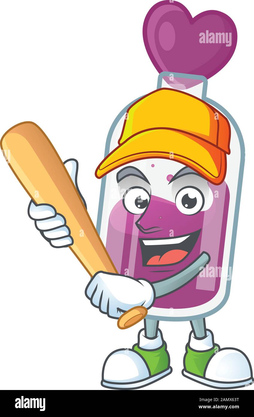 Sporty smiling purple potion cartoon mascot with baseball Stock Vector ...