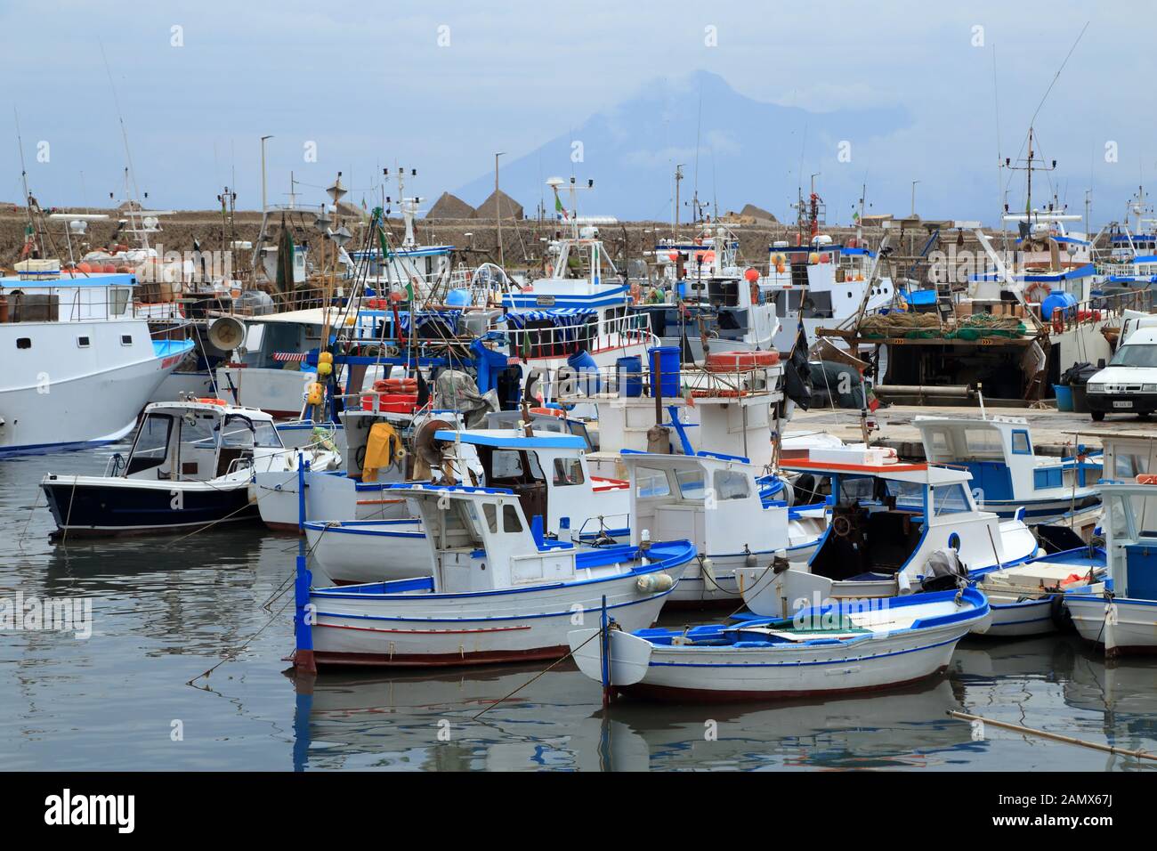 Fishing boats in the port Porto di Porticello of Santa Flavia Stock ...