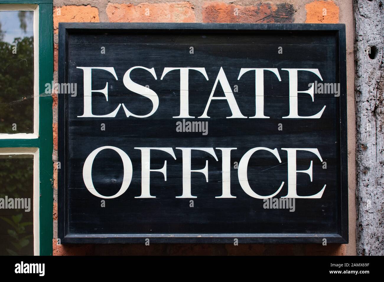 Estate office signage, on an old country estate building Stock Photo ...