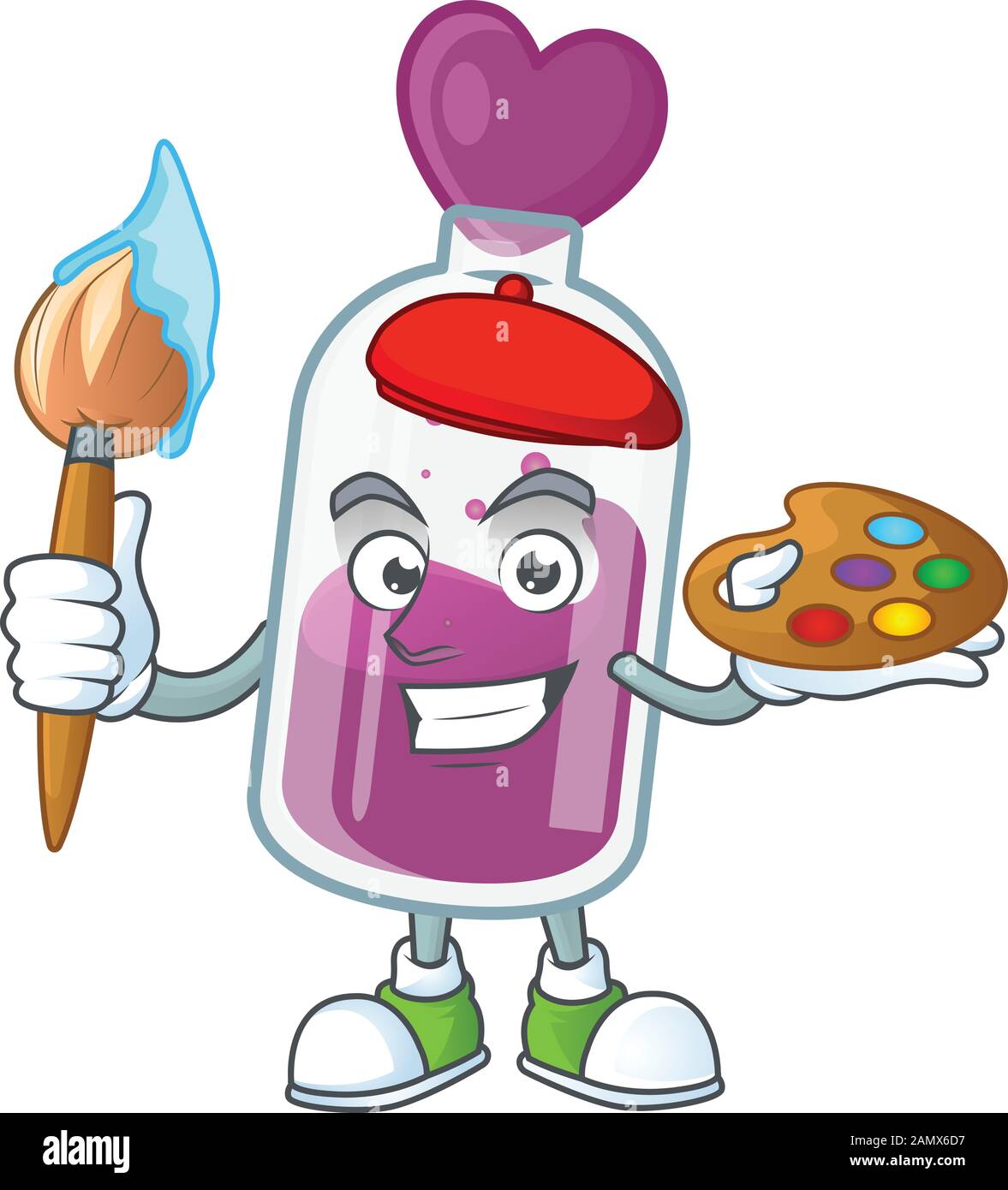 Smart purple potion painter mascot icon with brush Stock Vector Image ...