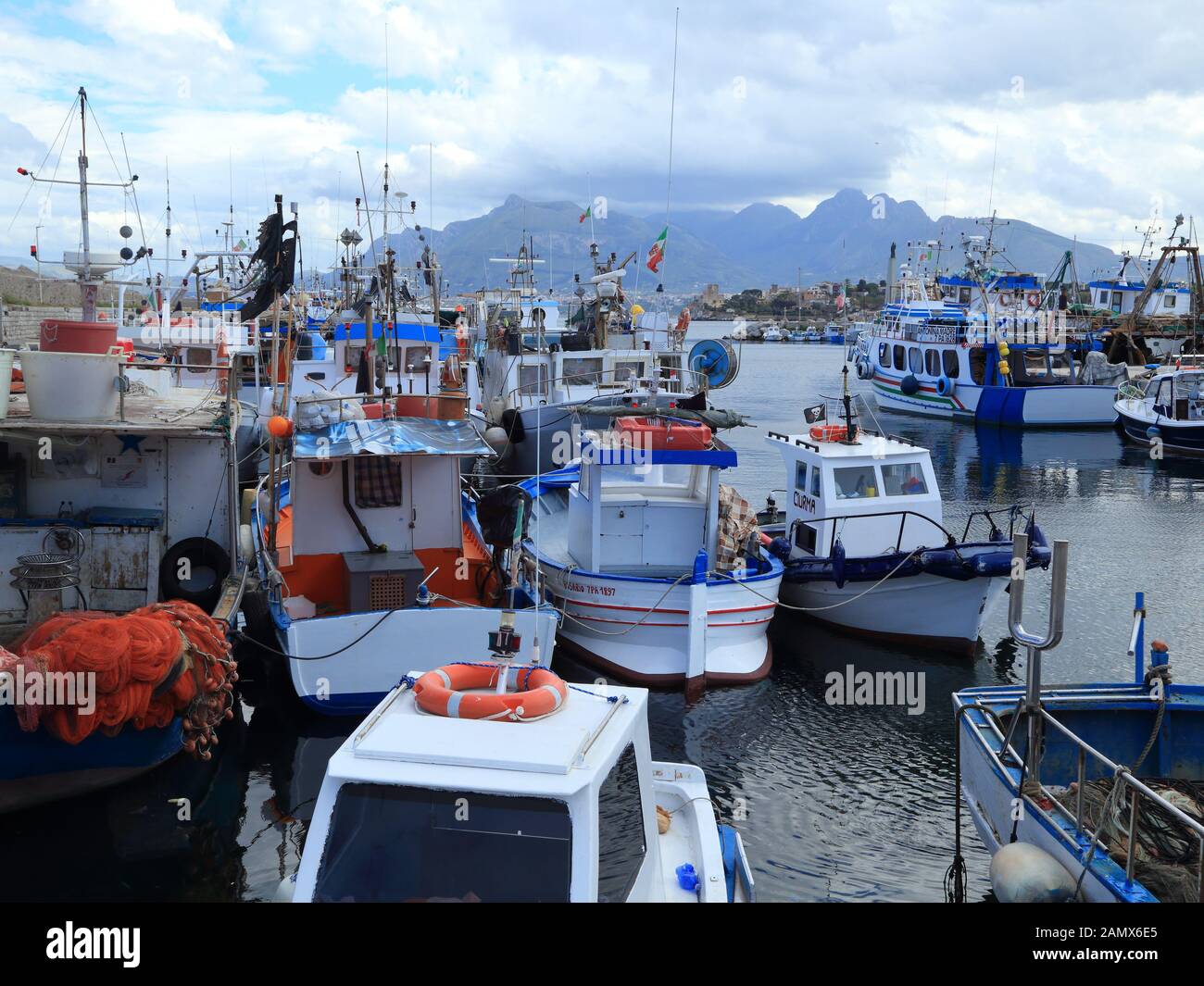 Fishing boats in the port Porto di Porticello of Santa Flavia Stock ...