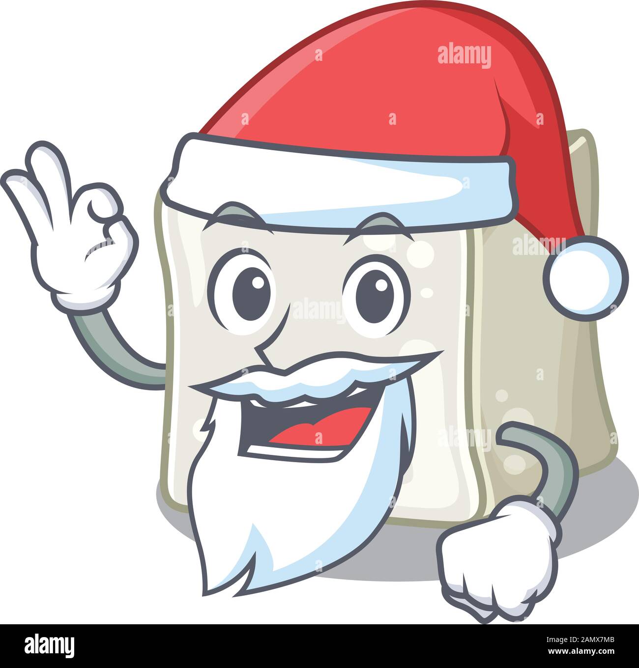 A picture of Santa sugar cube mascot picture style with ok finger Stock ...