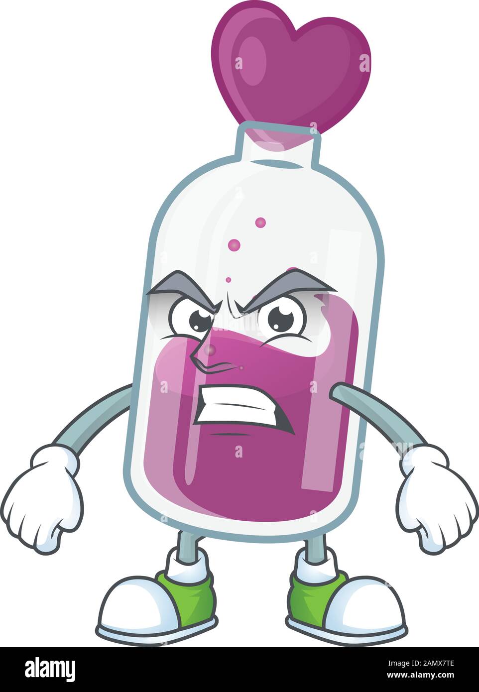 cartoon character of purple potion with angry face Stock Vector Image ...