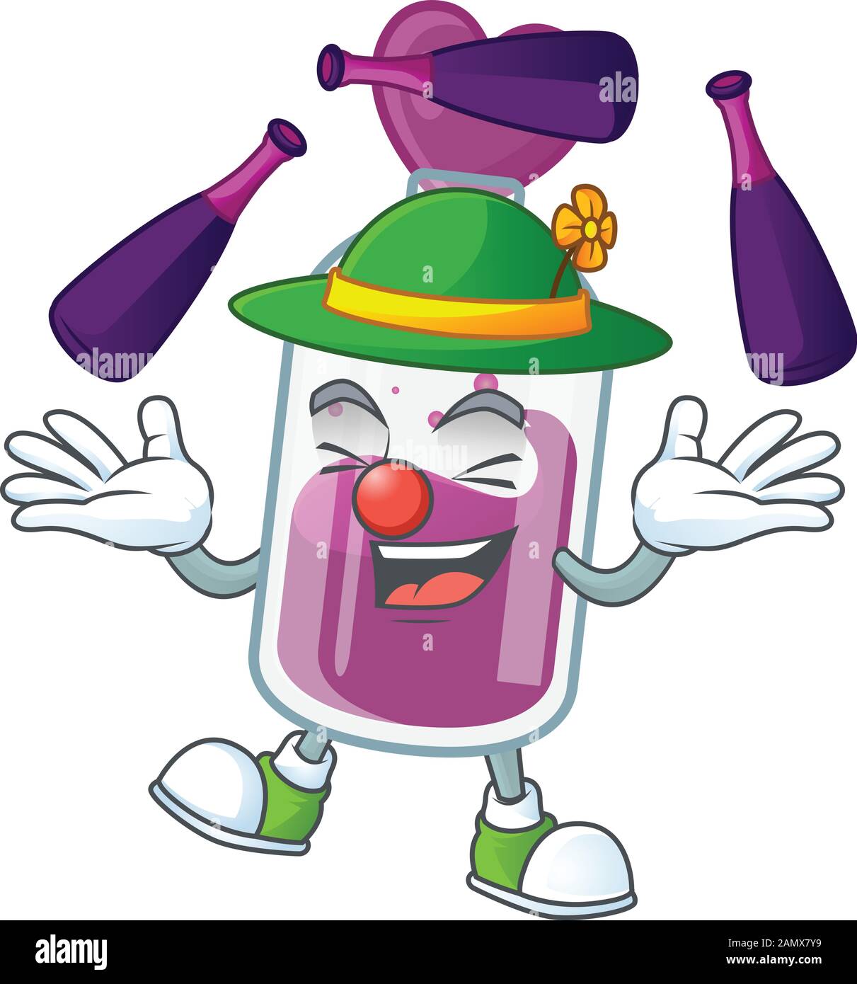 Smart purple potion cartoon character design playing Juggling Stock ...