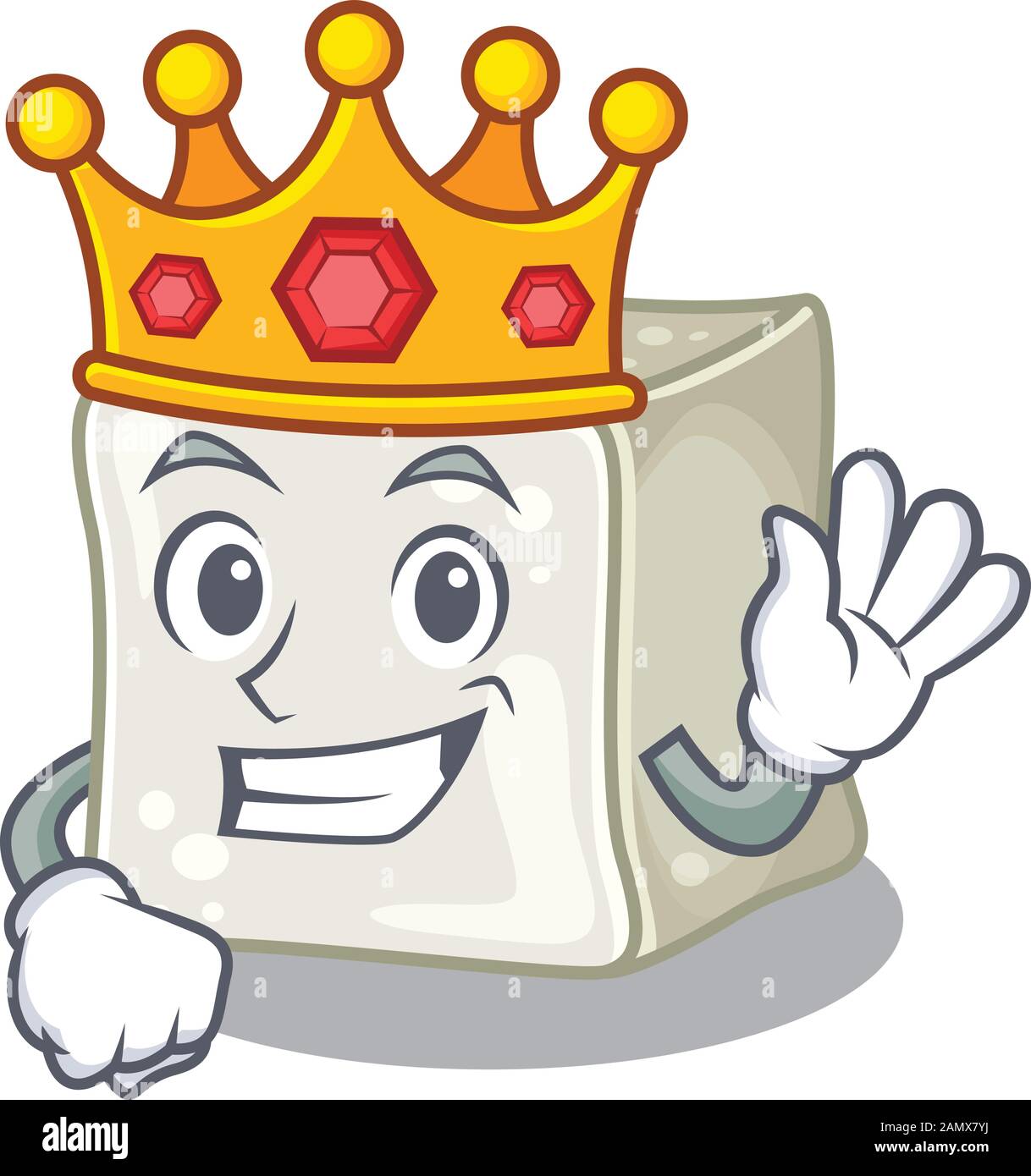 A Stunning Of Sugar Cube Stylized Of King On Cartoon Mascot Style Stock
