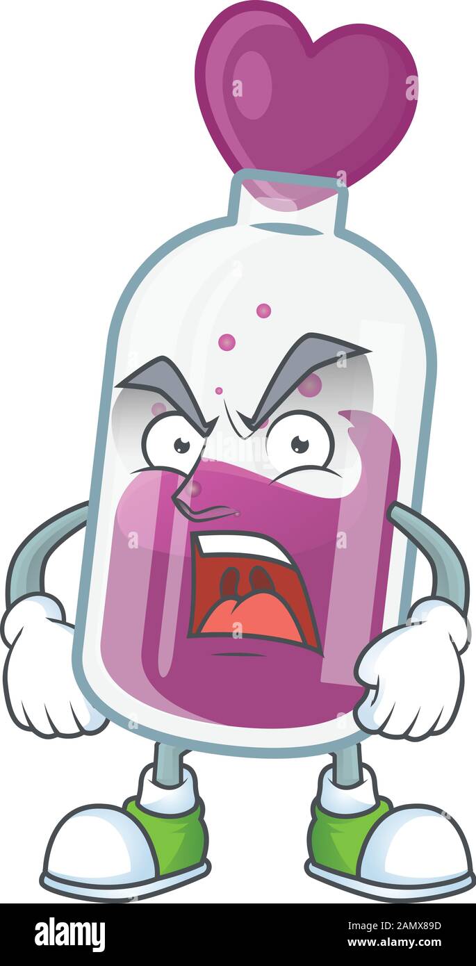 Purple potion cartoon character design having angry face Stock Vector ...