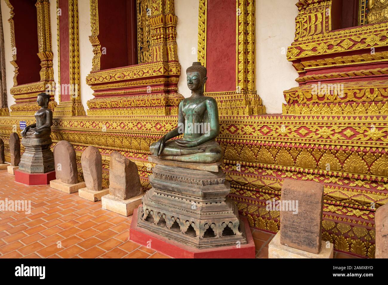 The Architecture and Ancient Buddha image and Sculpture Detail of (Hor Pha keo Museum).Haw Pha ...