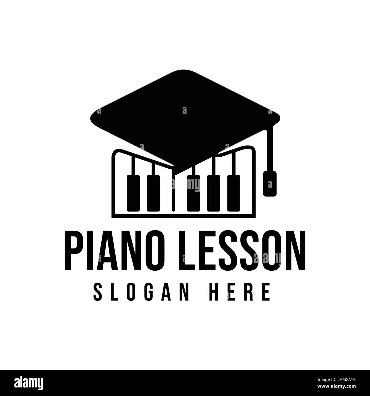 Piano lesson logo Ideas. Education Hat and keyboard. Inspiration logo ...