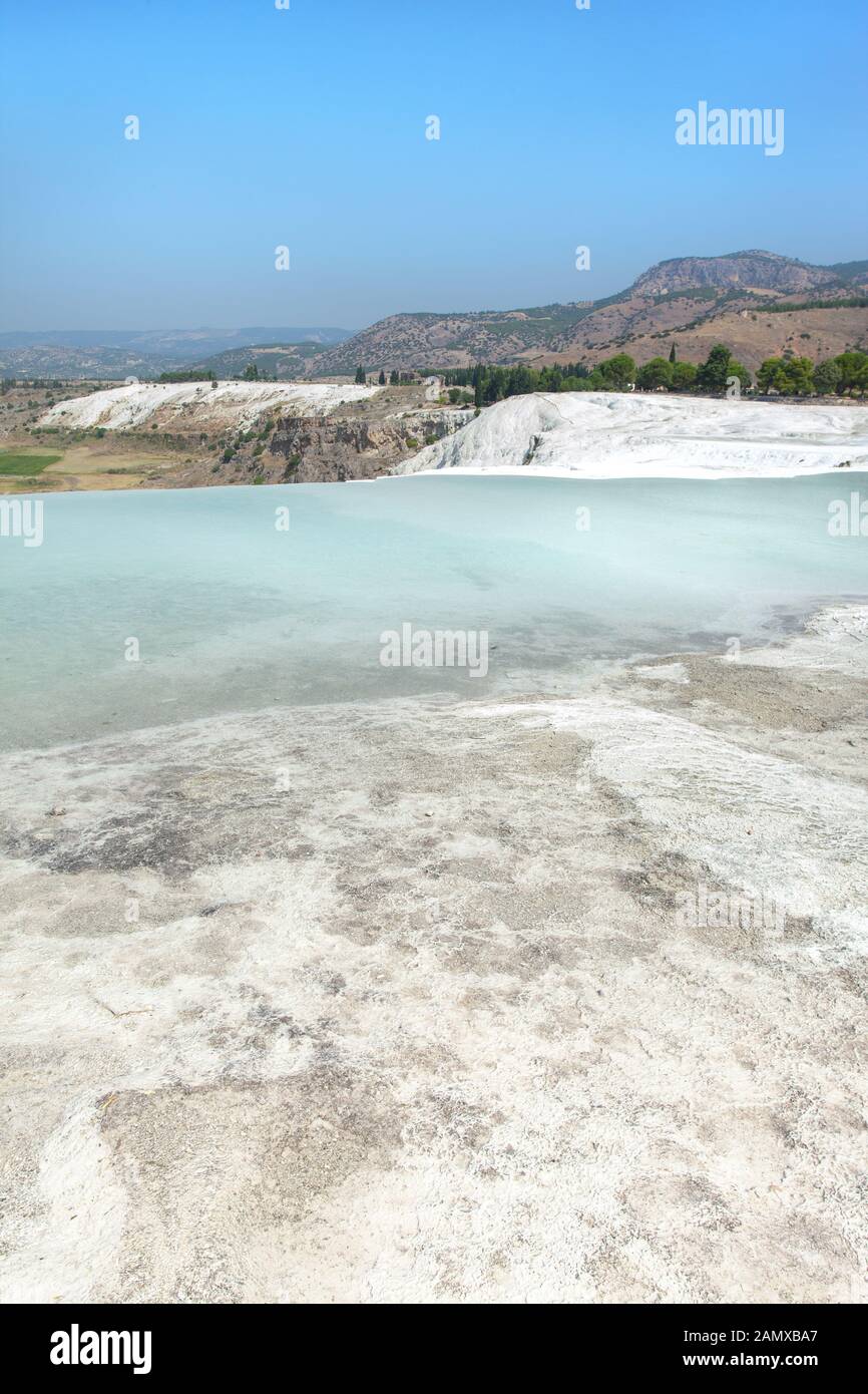 White cliffs in Pamukkale, Turkey. Unique natural landscape Stock Photo ...