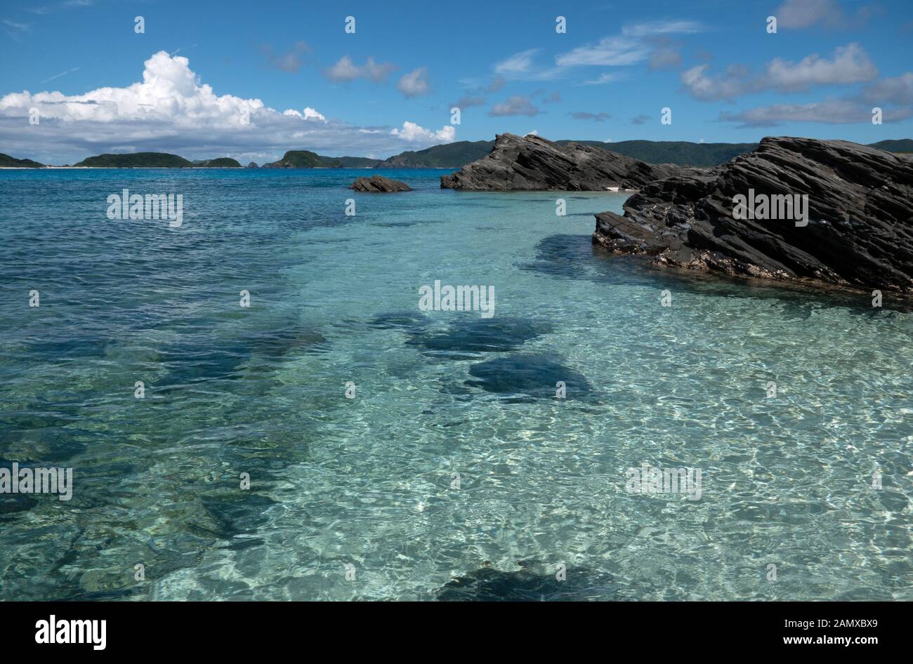 View of Japanese coast and nature near Furuzamami beach on Zamami ...
