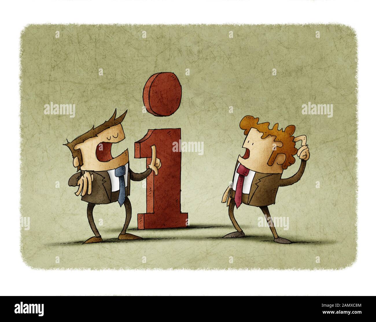 One person asks another with a symbol of information. information point ...