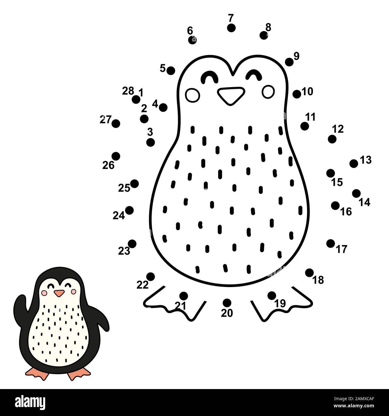 Dot to dot game for children. Connect the numbers and draw a cute ...