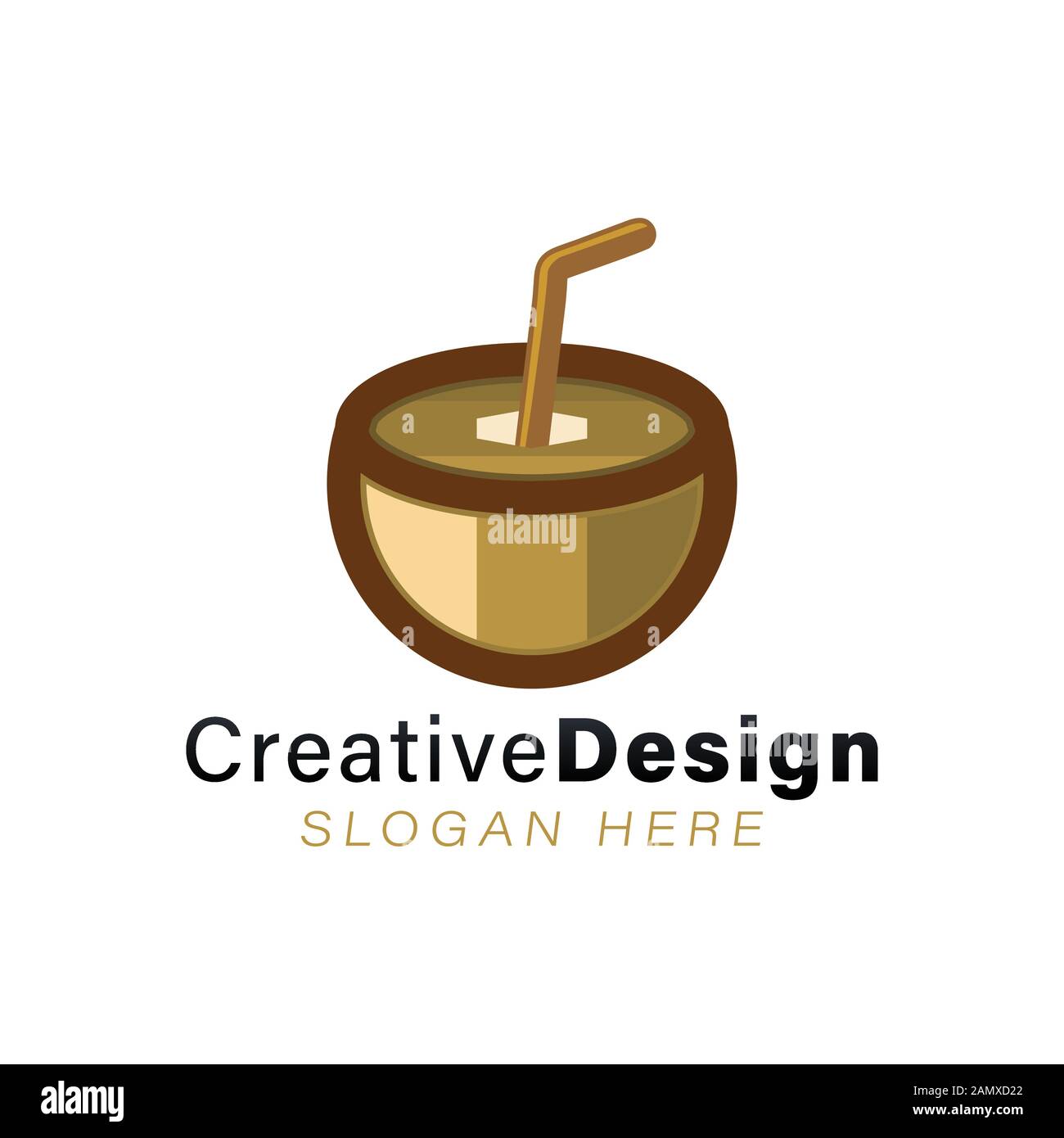 coconut and straw logo Ideas. Inspiration logo design. Template Vector ...