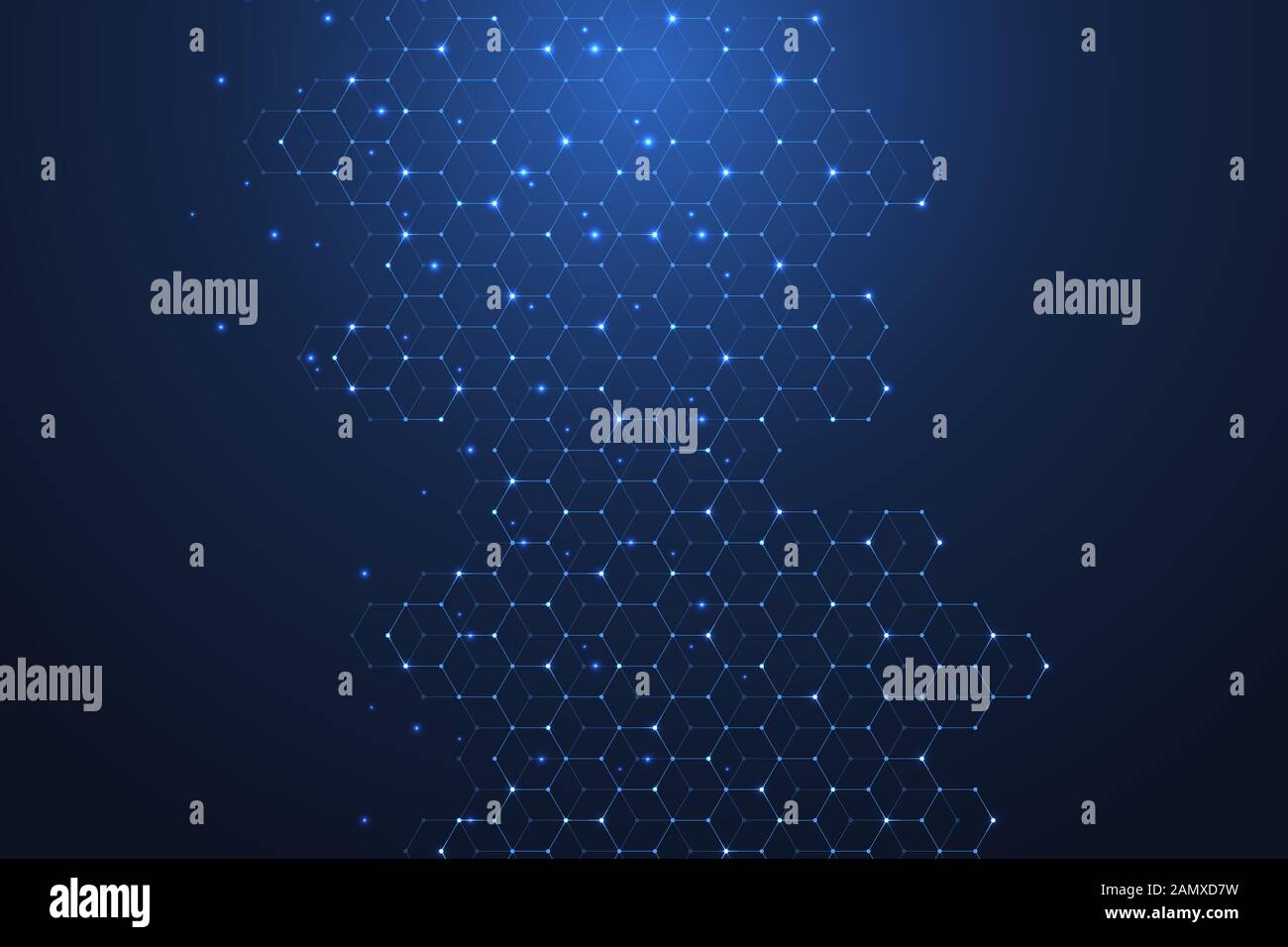 Technology abstract lines and dots connect background with hexagons. Hexagons connection digital ...