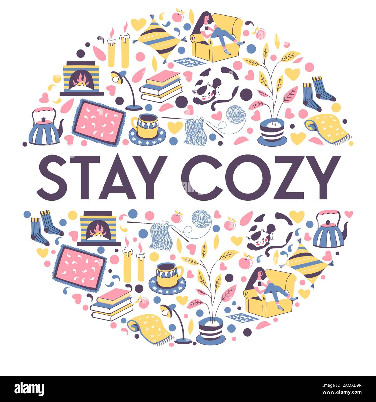 Woman relaxing at home winter Cut Out Stock Images & Pictures - Alamy