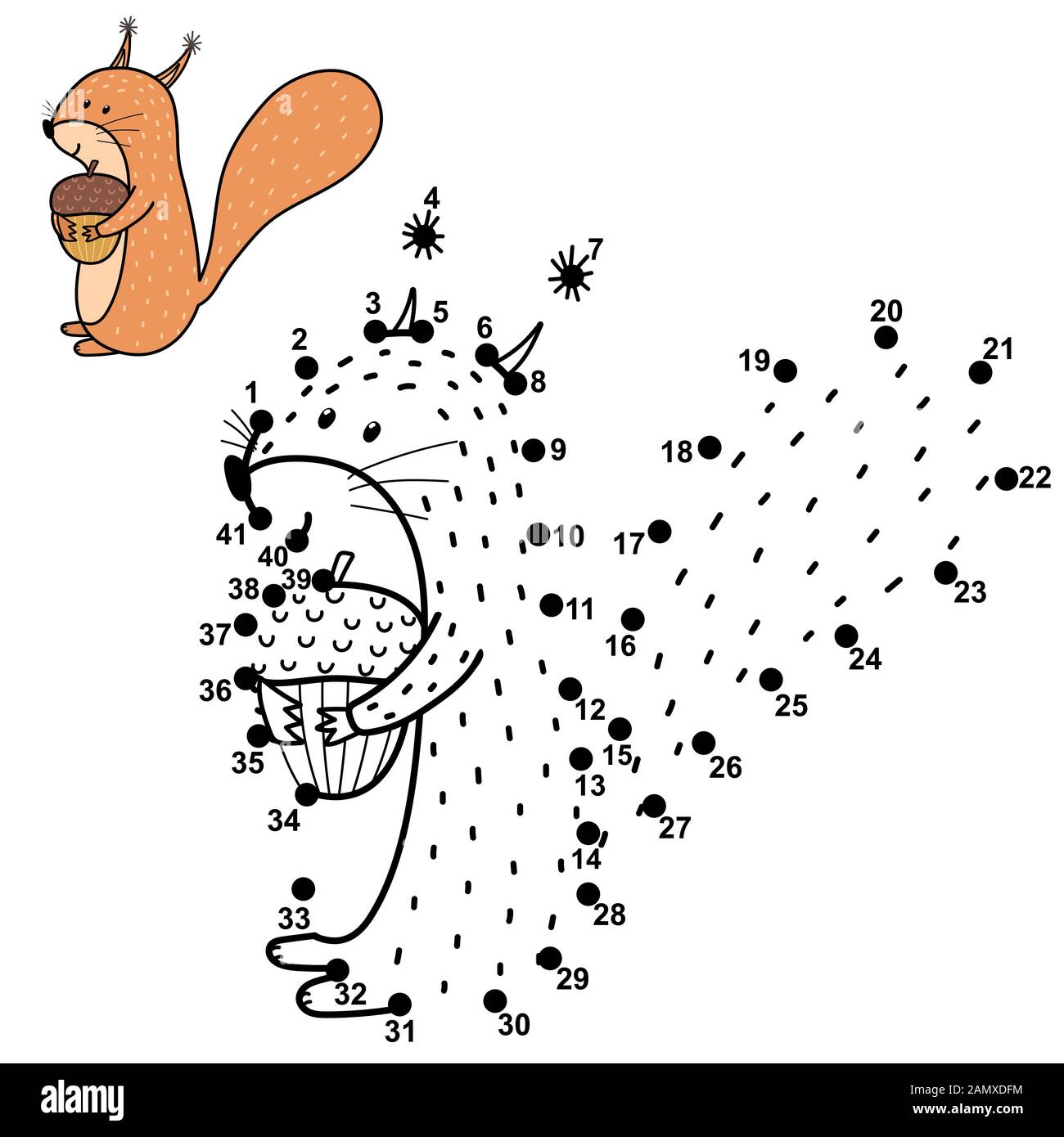 Dot to dot game for kids with a cute squirrel. Connect the numbers Stock Vector Image & Art - Alamy