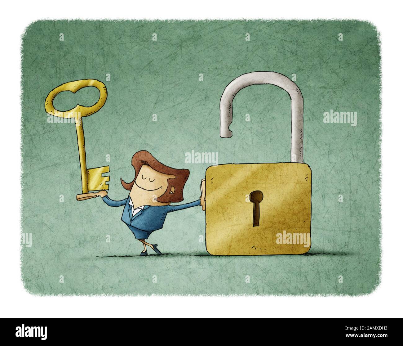 Golden key success illustration Cut Out Stock Images & Pictures - Alamy