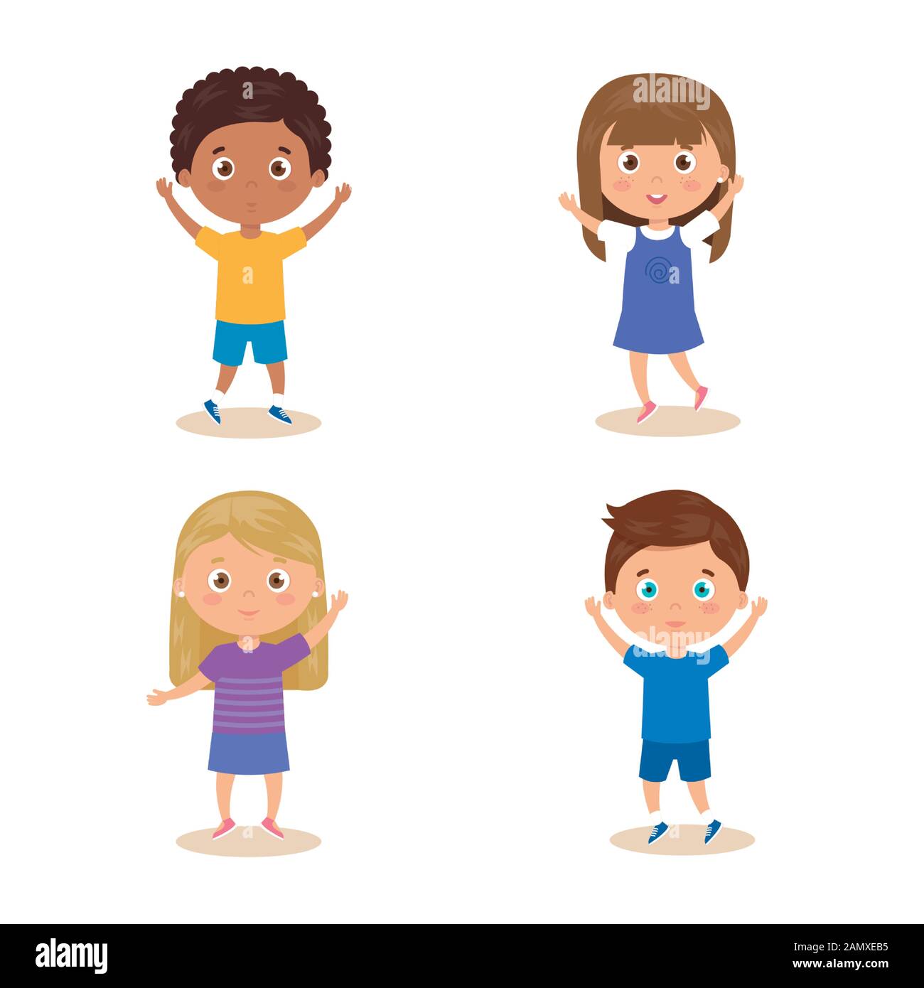 set of children standing on white background Stock Vector Image & Art ...