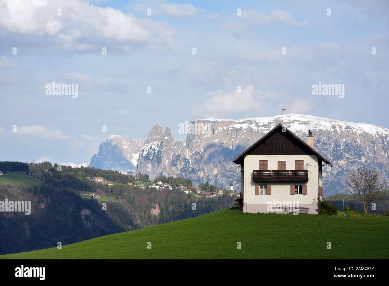 View of Dolomitic Alps from Jenesien / San Genesio alpine village in ...