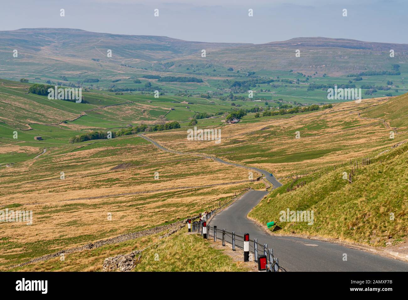 Rural road in the Yorkshire Dales near Oughtershaw, North Yorkshire ...