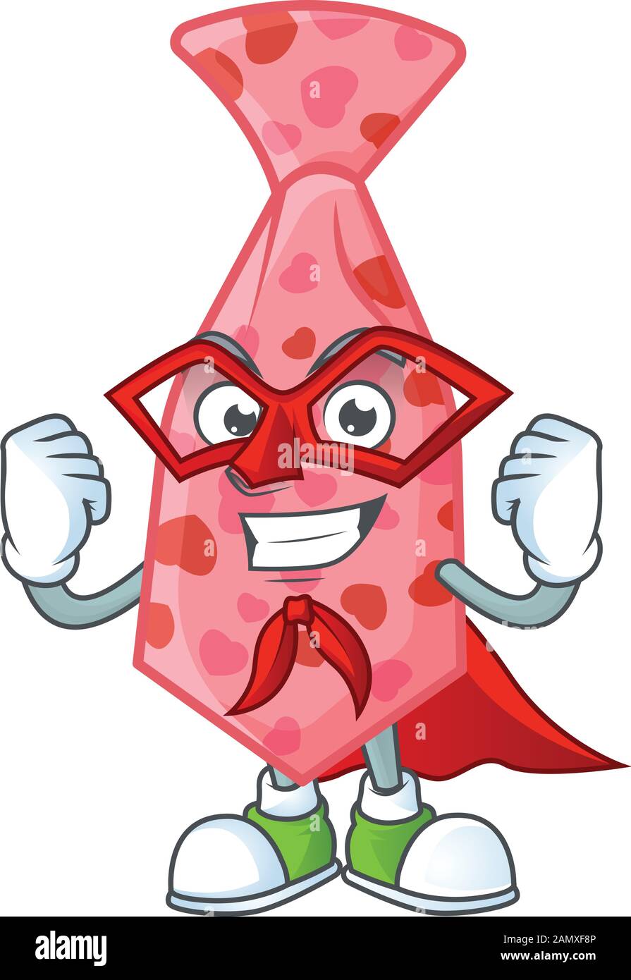 Smiley mascot of pink love tie dressed as a Super hero Stock Vector ...