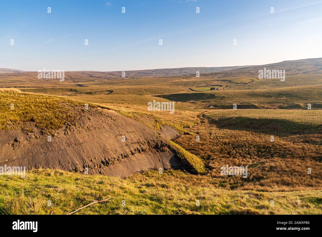 View over the Yorkshire Dales landscape from the B6270 road between ...