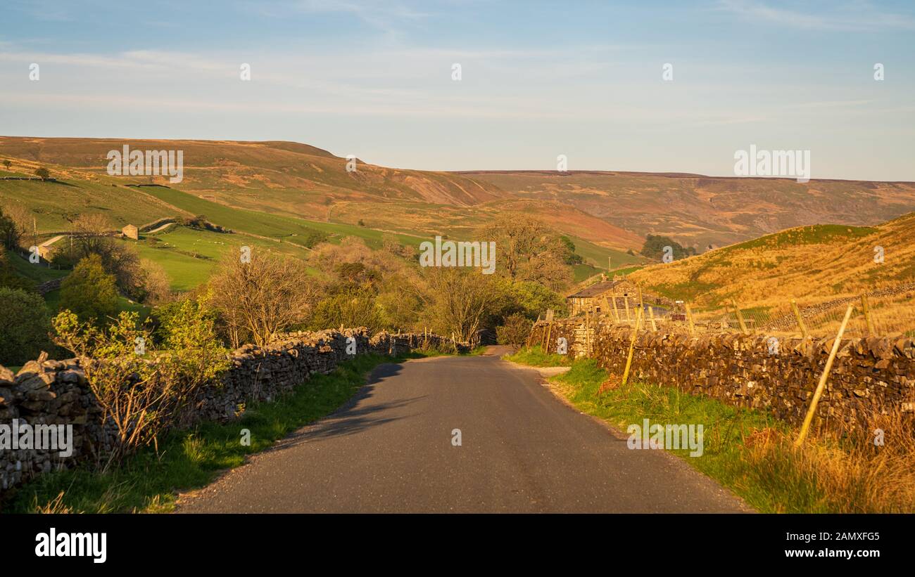 Driving on the B6270 road near Keld, North Yorkshire, England, UK Stock ...