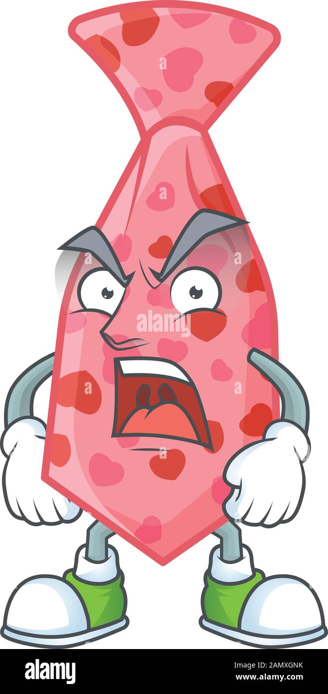 Pink love tie cartoon character design having angry face Stock Vector ...