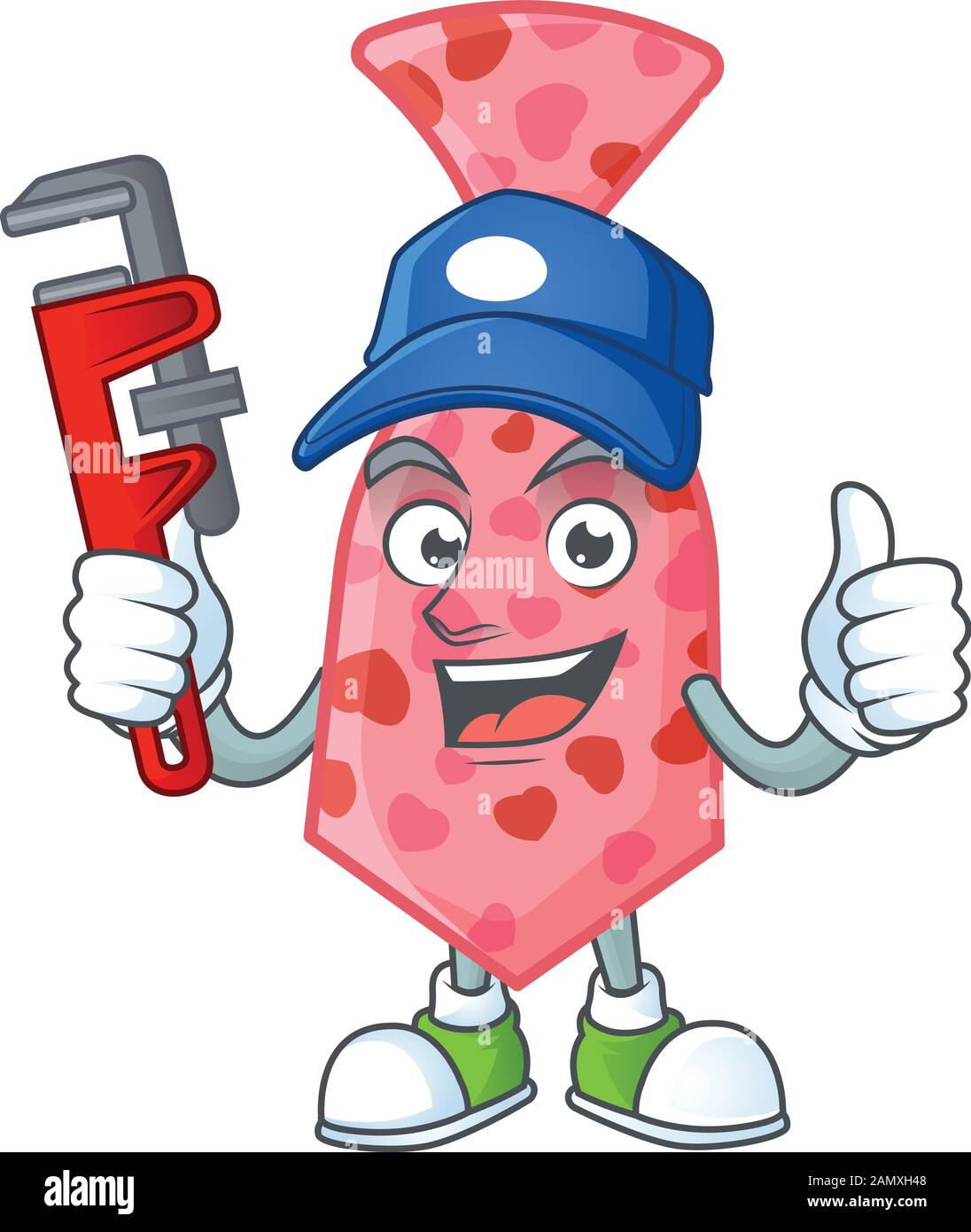 Cool Plumber pink love tie on mascot picture style Stock Vector Image ...
