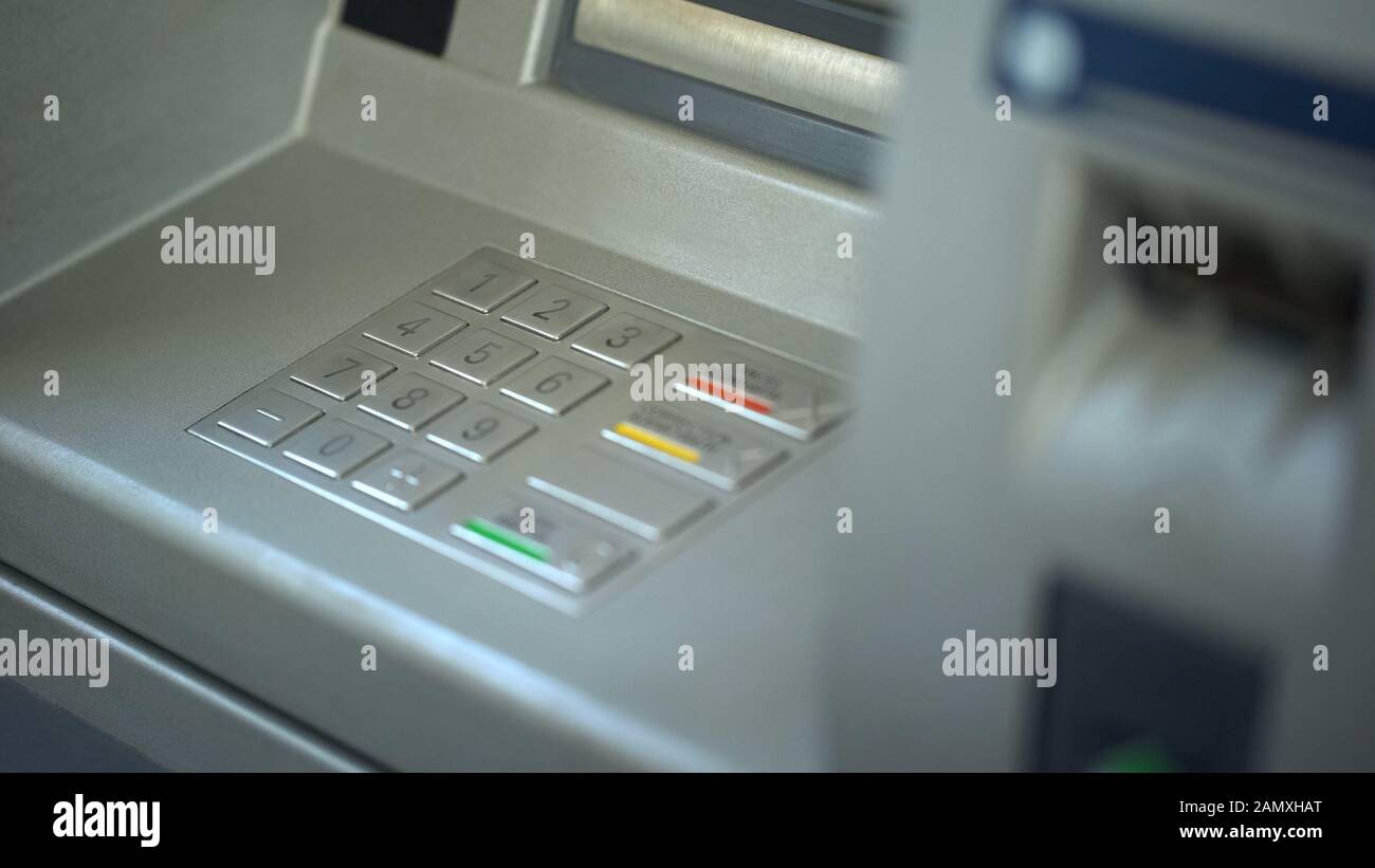Close-up of automated teller machine, buttons on ATM, secure money withdrawing Stock Photo - Alamy