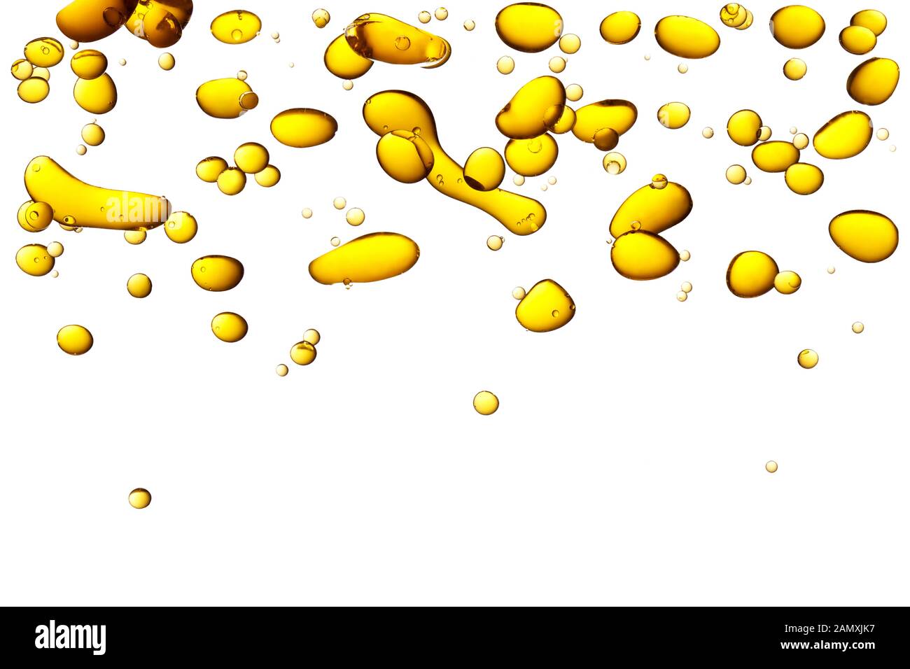Oil Bubbles Isolated on White Background, Closeup Collagen Emulsion in ...