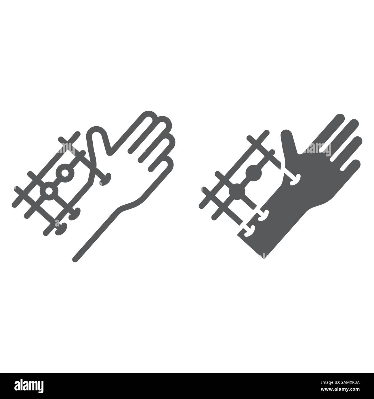 Fixation joints surgery line and glyph icon, medical and equipment ...