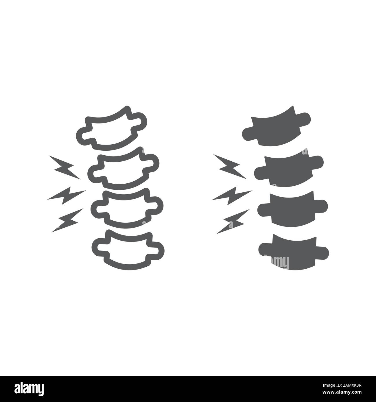 Rachiocampsis line and glyph icon, medical and equipment, spinal ...