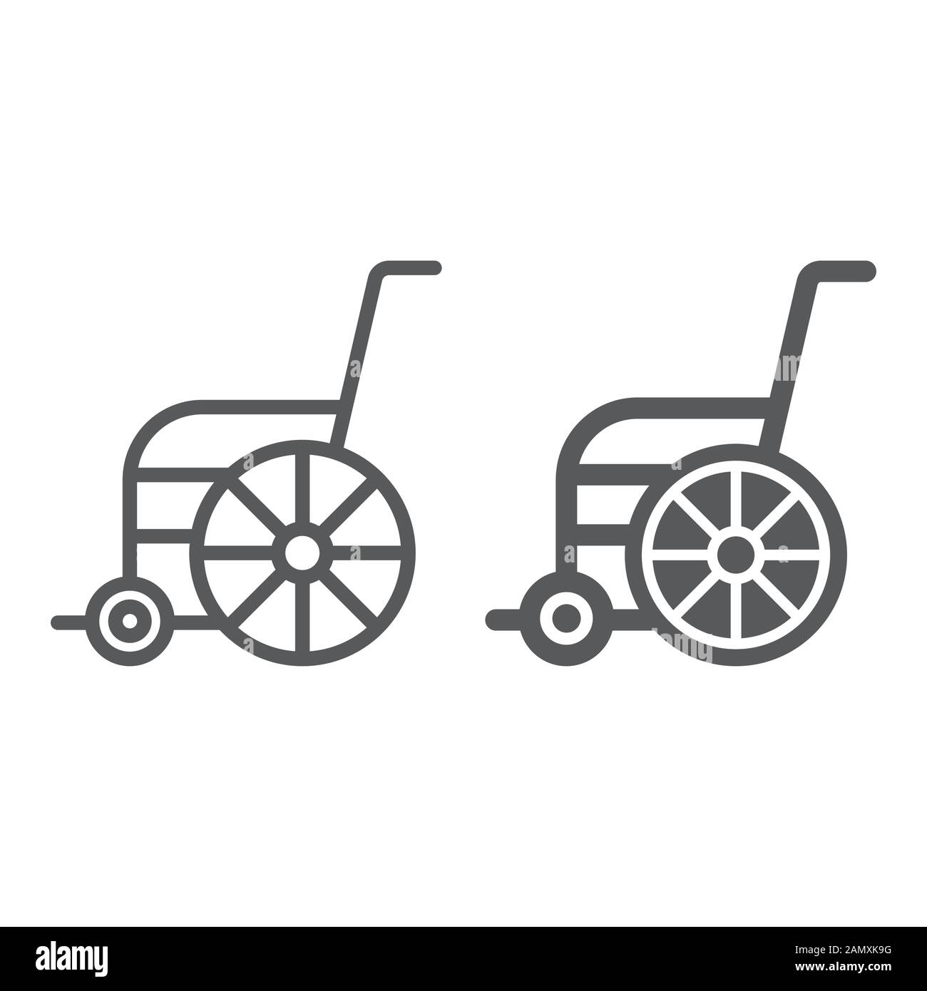 Wheelchair line and glyph icon, orthopedic and medical, disabled chair ...