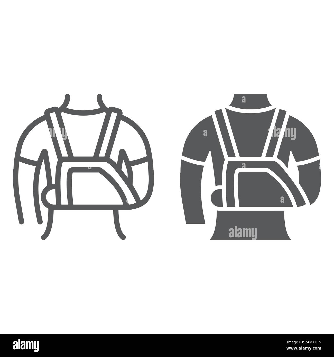 Shoulder immobilzer line icon, medical and healthcare, shoulder bandage ...