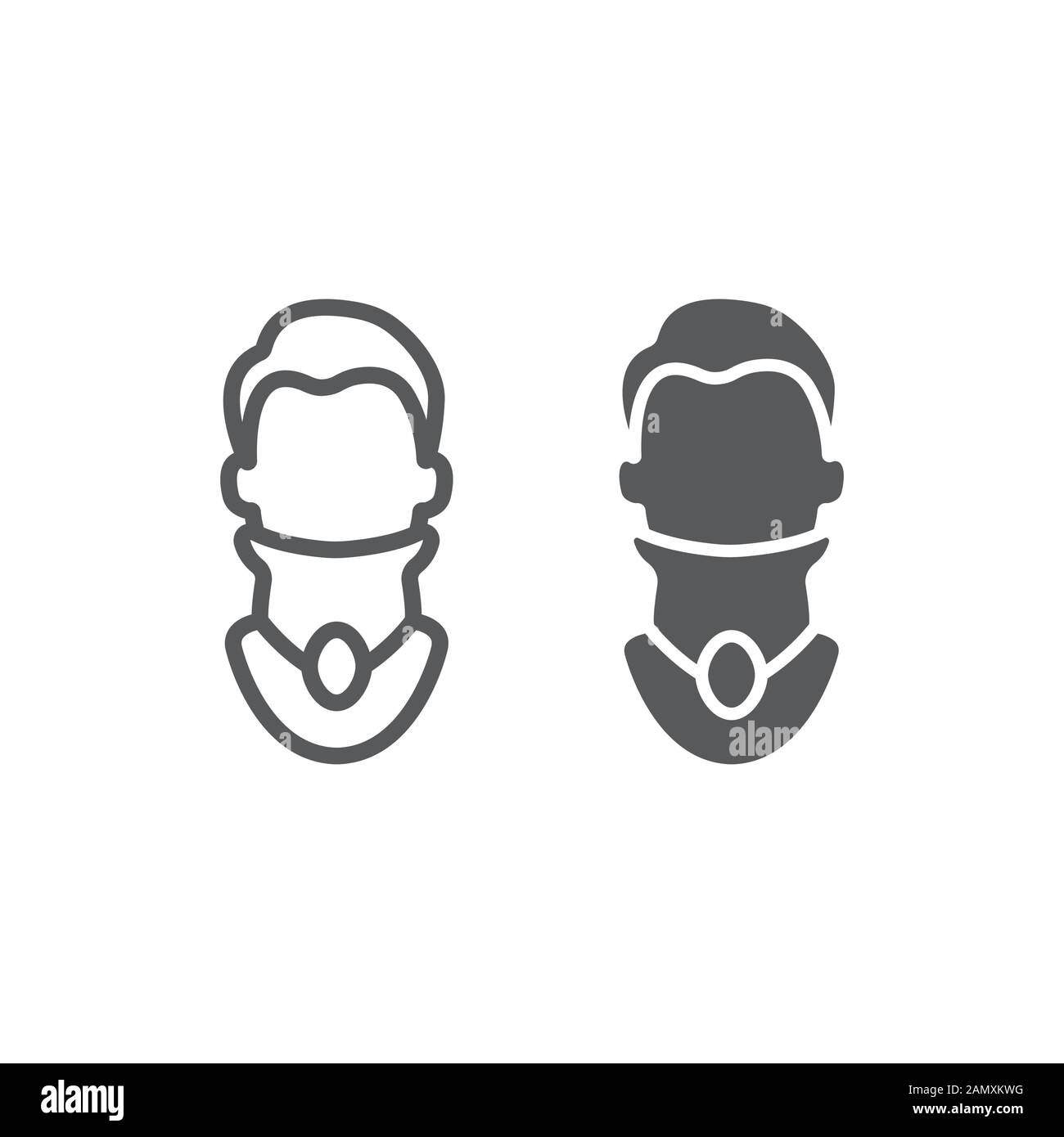Cervical collar line and glyph icon, orthopedic and medical, neck ...