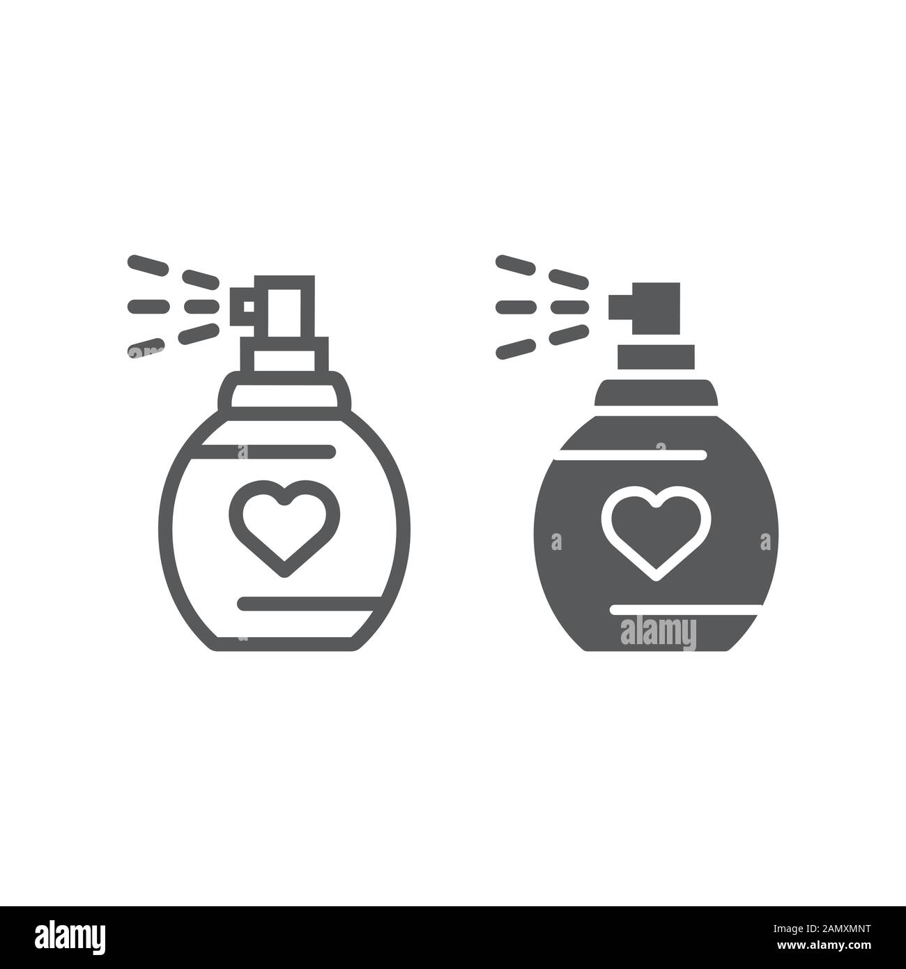 Love perfume line and glyph icon, valentine and holiday, aroma sign ...