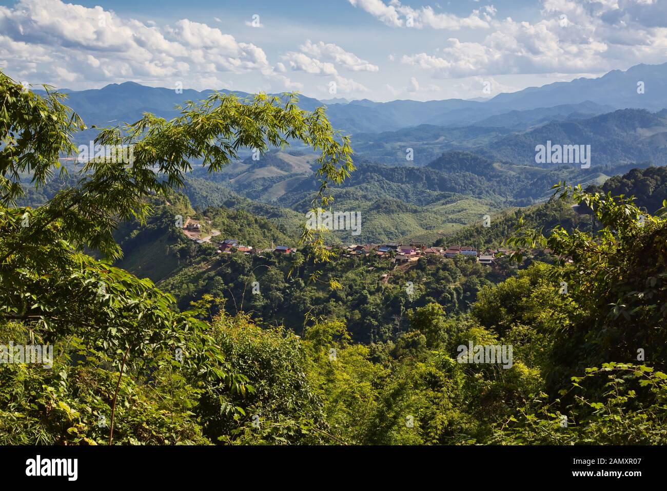 A village in the mountains of Xiangkhouang Province, Laos Stock Photo ...