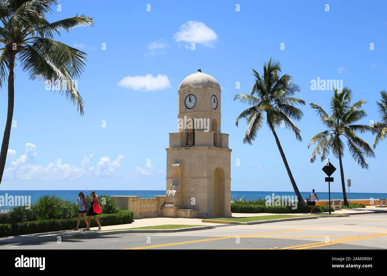 the clock tower at palm beach on the florida coast Stock Photo - Alamy