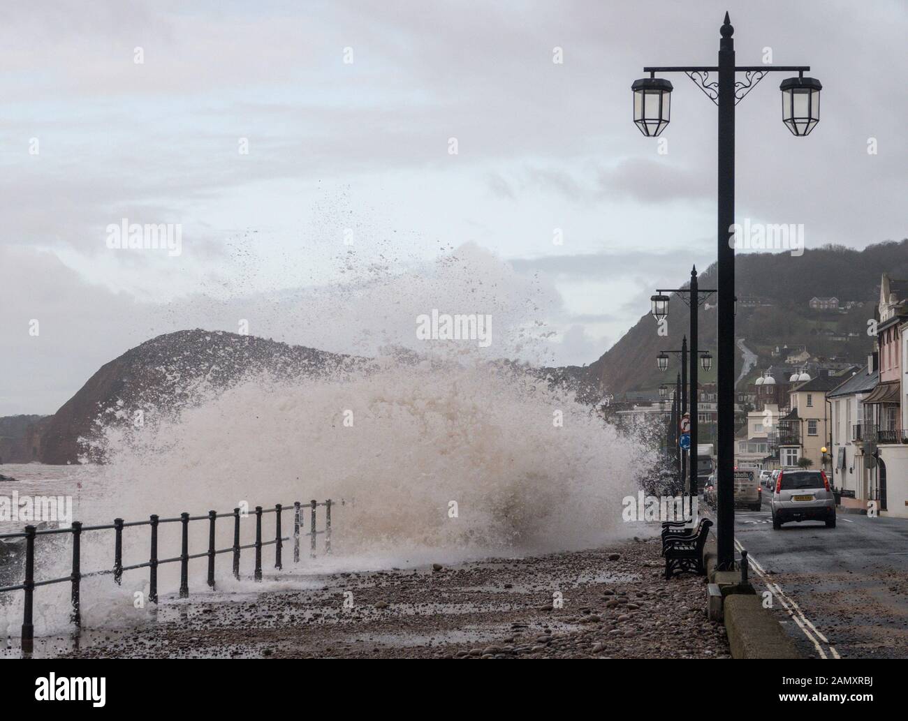 Sidmouth, 15th Jan 2020 Storm Brendan still has a sting in it's tai ...