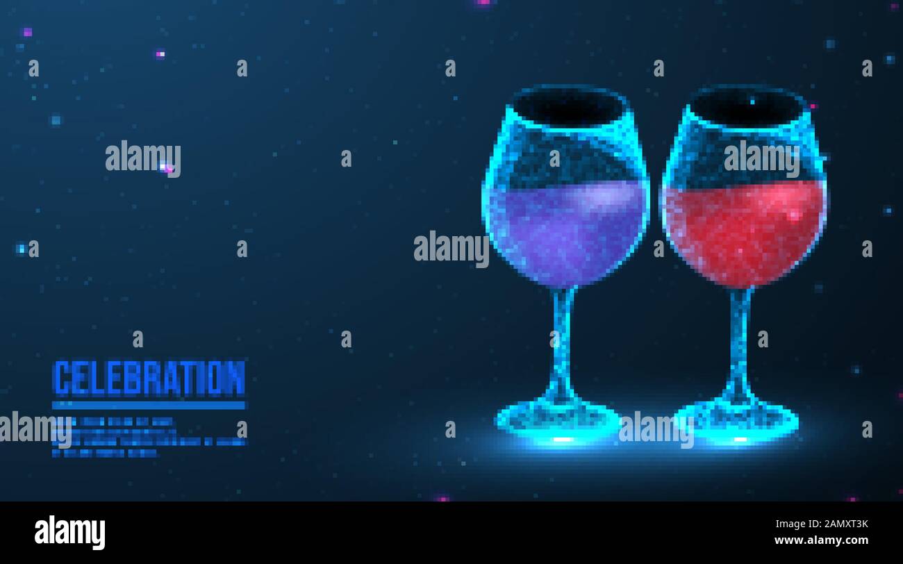 clink glasses with wine after toast. Celebration concept. abstract low ...